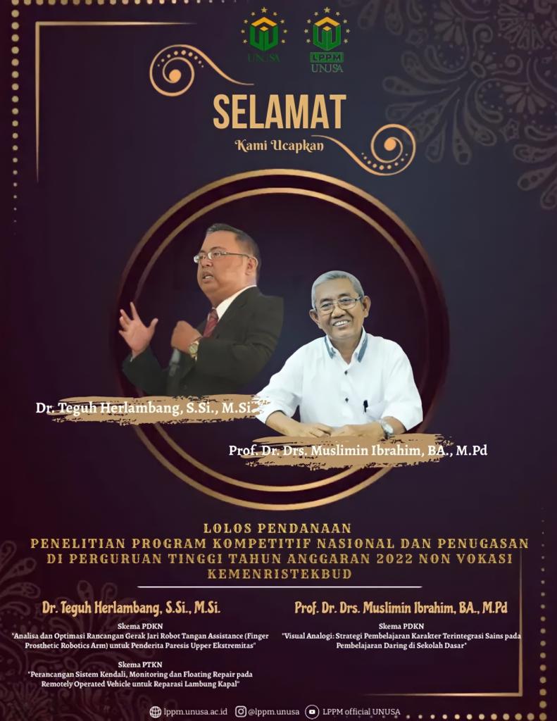 SELAMAT LOLOS PENDANAAN PENELITIAN PROGRAM KOMPETITIF NASIONAL DAN PENUGASAN DI PERGURUAN TINGGI ...